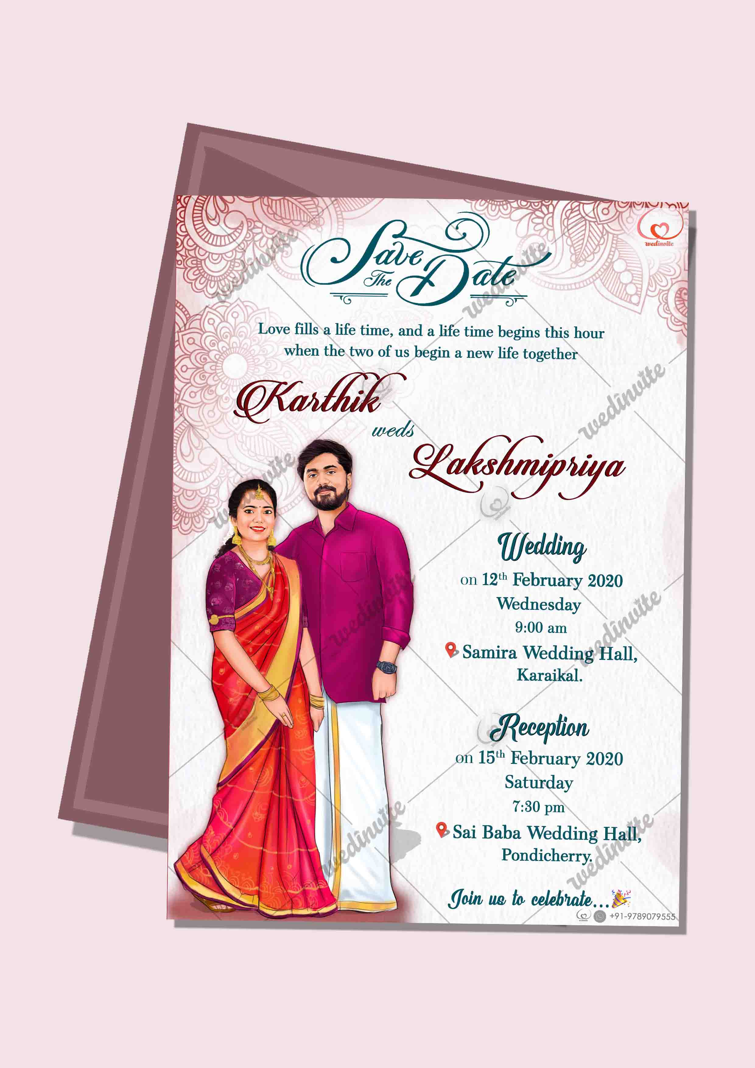 WD1085 South Indian Caricature Invite Digital Wedding Video Invites WD1085 South Indian Caricature Invite Digital Wedding Video Invites