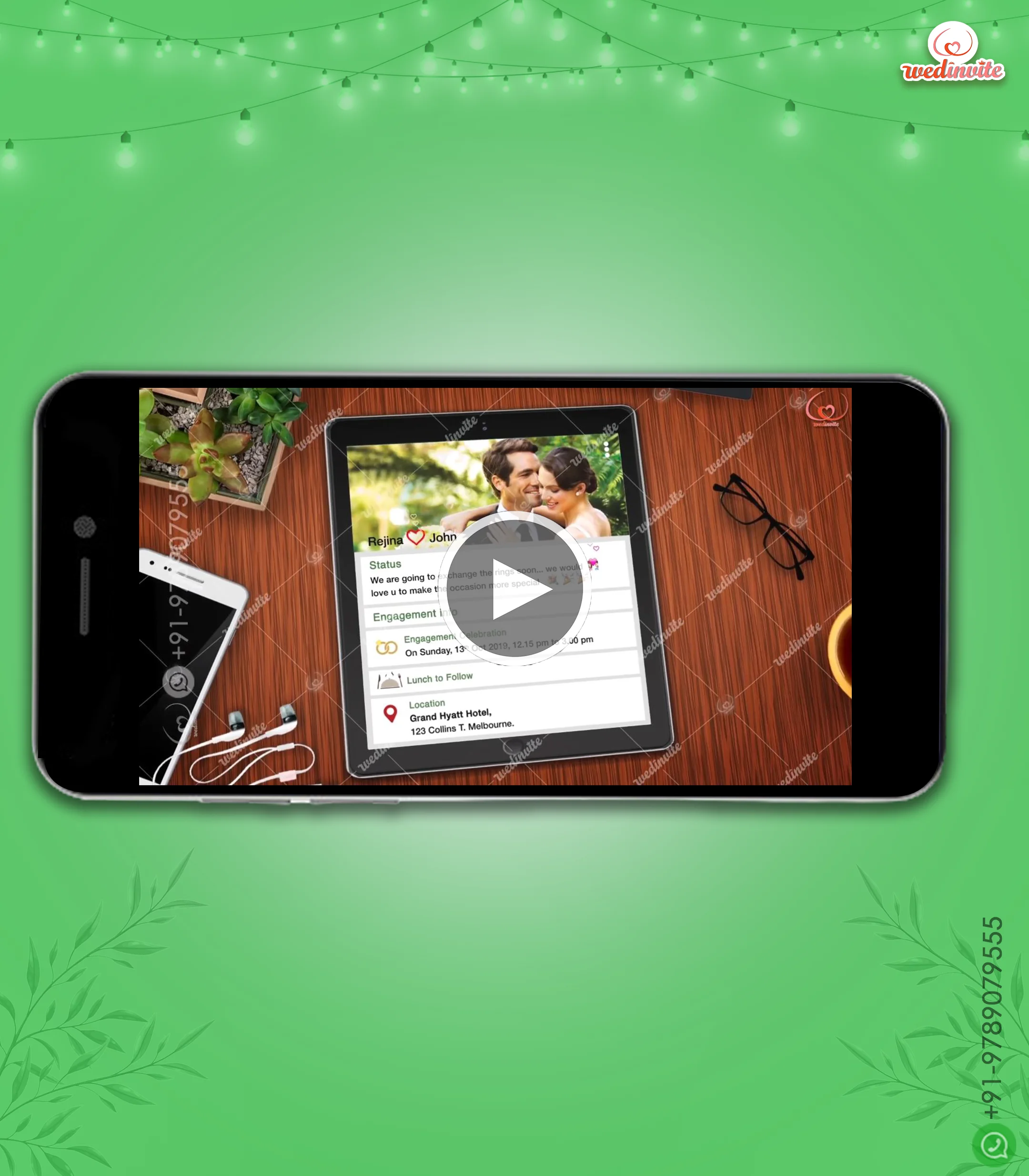 W3105 Whatsapp Engagement Video Invitation - Wedinvite