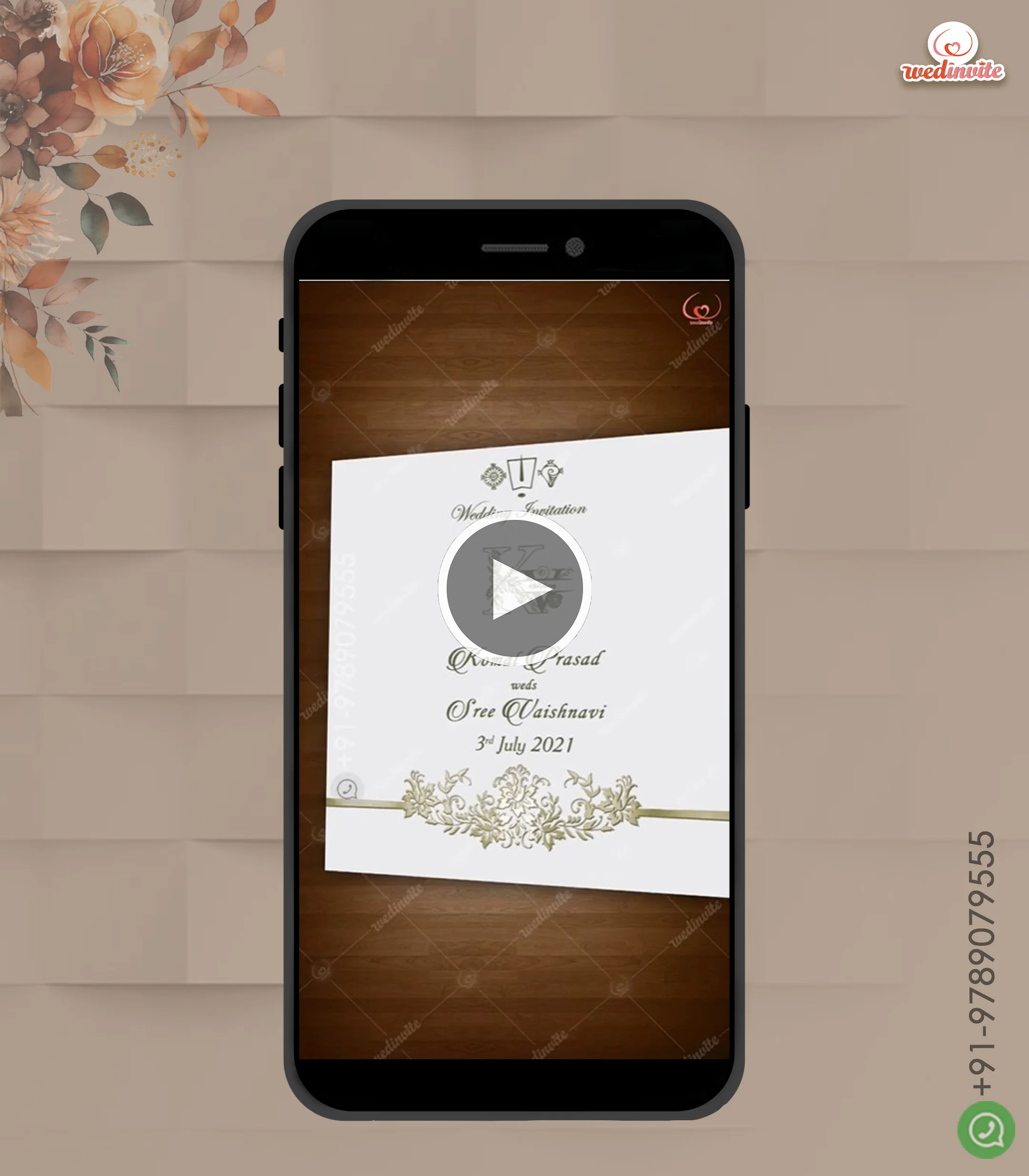 W3145-Animated Wedding Envelope Card Video Invitation - Wedinvite